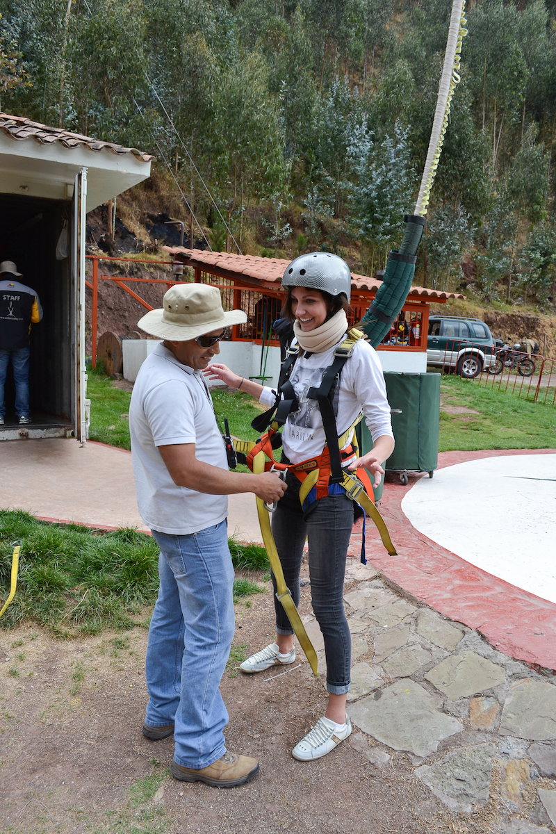 The Human Slingshot at Action Valley in Cusco, Peru